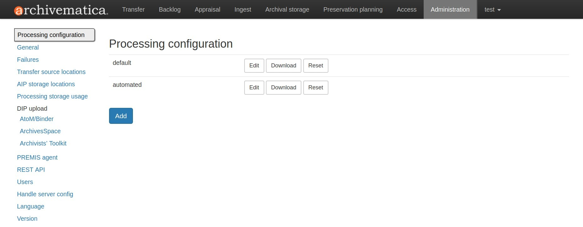 Dashboard Administration tab | Documentation (Archivematica 1.18.0) | Archivematica: open-source ...